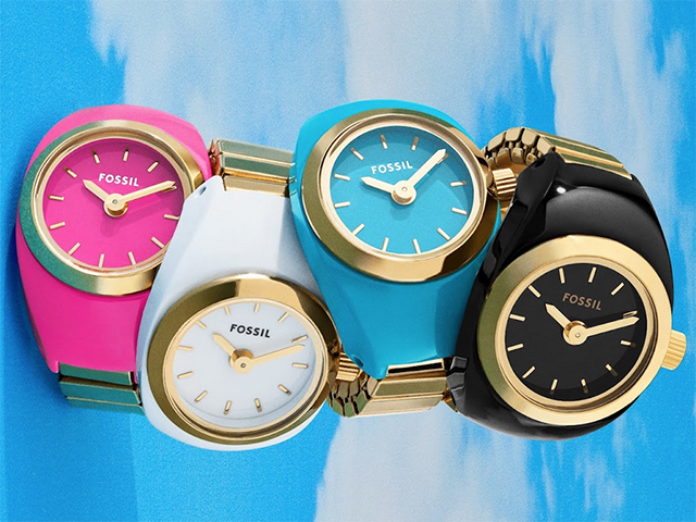 Fossil Watch Ring Two-Hand Pink Stainless Steel | Girl.com.au