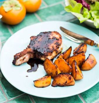 Spiced Pork Cutlets with Charred Persimmons | Girl.com.au