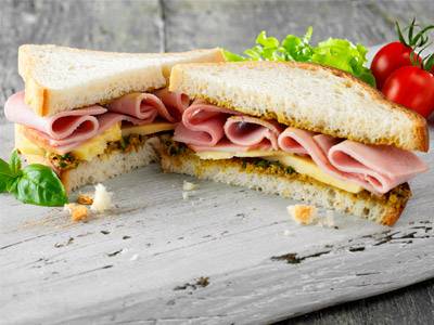 Gourmet Ham and Cheese Sandwich on PureBred White Farmhouse Bread ...
